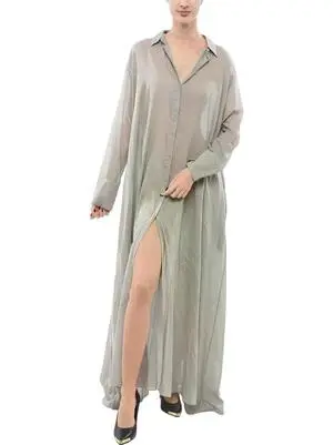 SUPER BLOND Flared Chemisier Maxi Dress - Grey
