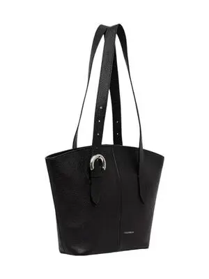 COCCINELLE Buckle-detail Pebbled Tote Bag - Black
