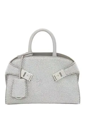 FERRAGAMO Small Hug Crystal-embellished Tote Bag - White