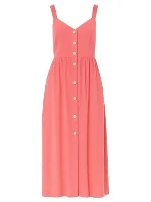 LOUCHE Clover Linen Mix Midi Sundress Coral - Pink