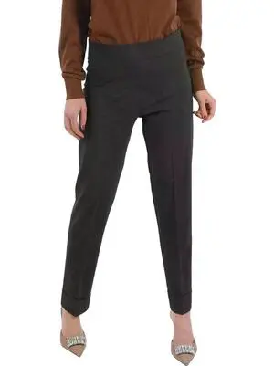 Avenue Montaigne Checked Turn-up Trousers - Grey