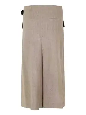 SEMICOUTURE Cressida Belted Pleated Midi Skirt - Neutrals