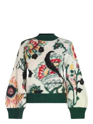 Sacai Floral-intarsia Wool Sweater - White