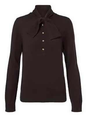 Jardin Des Orangers Tie-neck Wool And Cashmere Sweater - Brown
