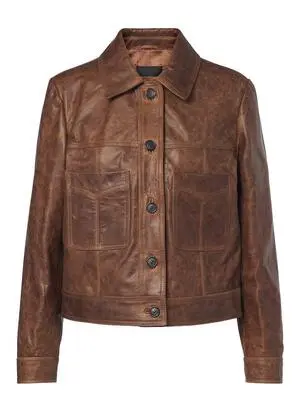 NILI LOTAN Susannah Leather Jacket - Brown