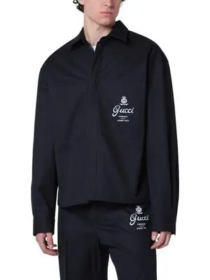 Gucci Ink Printed Cotton Twill Shirt - Blue