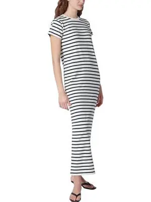 ANINE BING Wynne Striped Maxi Cotton Dress - Blue