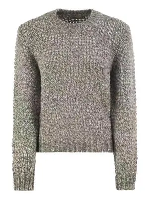 Herno Sequin-embellished Textured-knit Sweater - Grey
