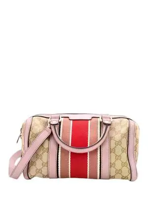Gucci Vintage Web Boston Bag Gg Canvas Small Satchel - Brown