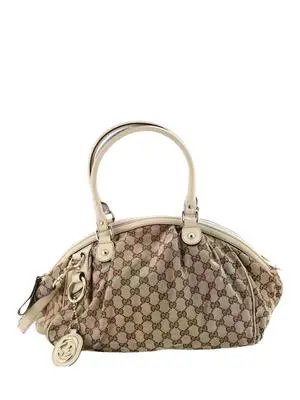 Gucci Sukey Boston Bag Gg Canvas Satchel - Brown