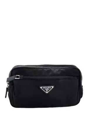 Prada Front Pocket Re-nylon With Saffiano Leather Belt Bag - Black