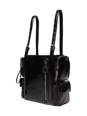 Stella McCartney Crinkled-finish Multi-pocket Tote Bag - Black