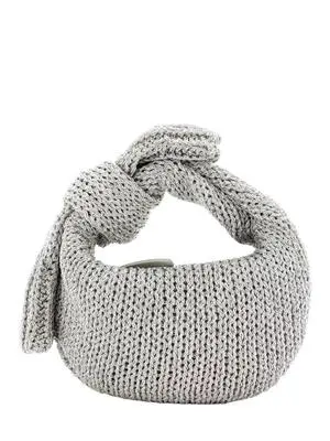 Bottega Veneta Laminated Crochet Mini Satchel - Metallic