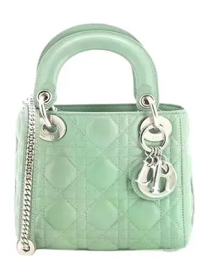 Dior Lady Chain Bag Cannage Quilt Lambskin Mini Satchel - Green
