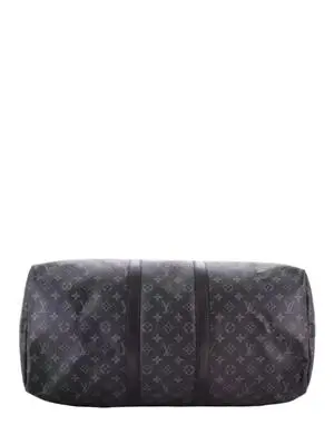 LOUIS VUITTON Keepall Bandouliere Bag Monogram Eclipse Canvas 55 Travel Bag - Black