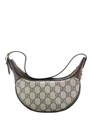 Gucci Ophidia Half Moon Bag Gg Coated Canvas Mini Hobo Bag - Brown
