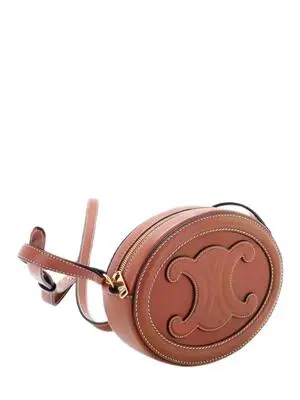 Celine Triomphe Oval Leather Mini Crossbody Bag - Brown