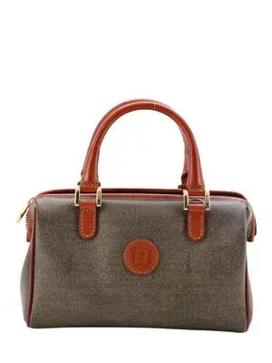 Fendi Vintage Pequin Convertible Boston Bag Coated Canvas Mini Satchel - Brown