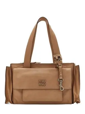 Miu Miu Pocket Leather Shoulder Bag - Brown