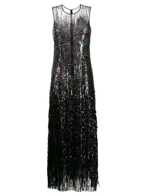 Emilio Pucci Floral Motif Sequin Gown - Black