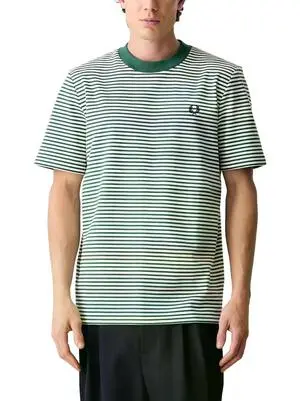 Fred Perry Striped Embroidered-logo T-shirt - Green