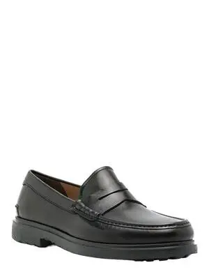 FERRAGAMO Leather Penny Loafers - Black
