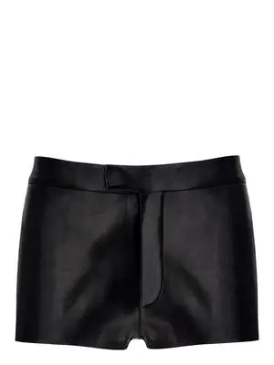 FERRAGAMO Nappa-leather Mini Shorts - Black