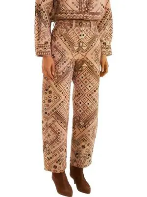 FARM RIO FARM Rio Geometric Embroidered Straight-Leg Trousers