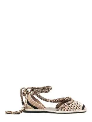 AMAMBAIH Rosa Braided Tie-fastening Ballet Flats - Neutrals