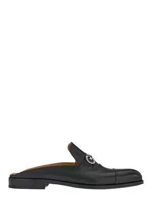 FERRAGAMO Gancini Leather Backless Loafers - Black