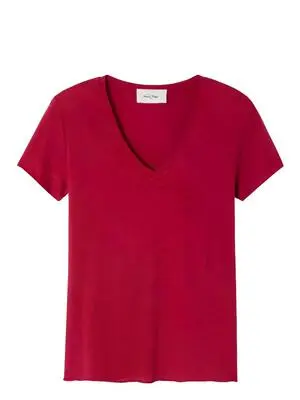 American Vintage V-neck T-shirt With Short Sleeves - Red