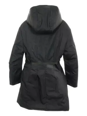 Prada 2010s Triangular-logo Hooded Coat - Black