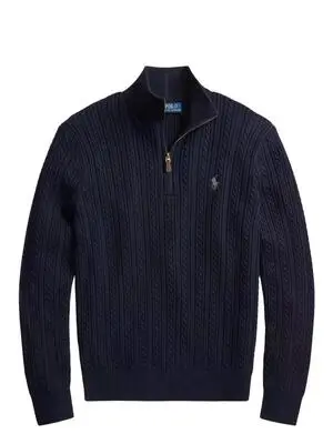 Polo Ralph Lauren Cable-knit Quarter-zip Sweater - Blue