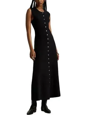 Polo Ralph Lauren Sleeveless Buttoned Midi Dress - Black