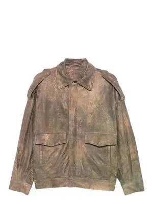 GIORGIO BRATO Distressed-effect Epaulette Jacket - Brown