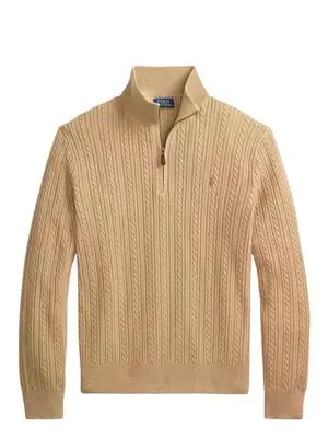 Polo Ralph Lauren Cable-knit Quarter-zip Sweater - Neutrals