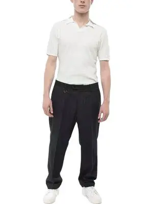 PAOLO PECORA Pleated Turn-up Trousers - Grey