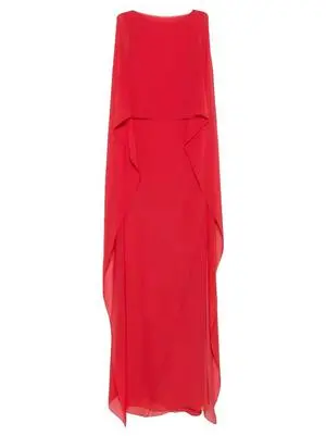 CORTANA Galea Cape-style Draped Maxi Dress Red