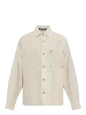 Palm Angels Logo-embroidered Patch-pocket Shirt - Neutrals