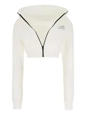 Balenciaga Cropped Zip-up Hoodie - White