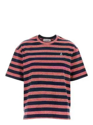 JIL SANDER Logo-embroidered Striped T-shirt - Blue