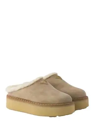Prada Suede Slippers - Neutrals