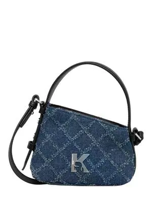 Karl Lagerfeld Logo Plaque Quilted Denim Crossbody Bag - Blue