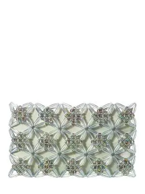 0711 TBILISI Rhea Bead-embellished Clutch Bag - Grey