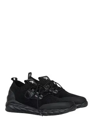 Mcm Logo-patch Knit Sneakers - Black