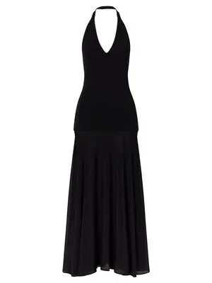 ST. AGNI Circle Mesh And Crepe Maxi Dress - Black