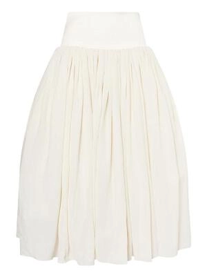 ABADIA Fitted-waist Waterfall Woven Maxi Skirt - Cream