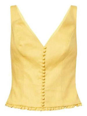 REFORMATION Flicka Button-front Linen Top - Maize