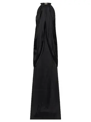 Stella McCartney High-neck Draped Satin Gown - Black