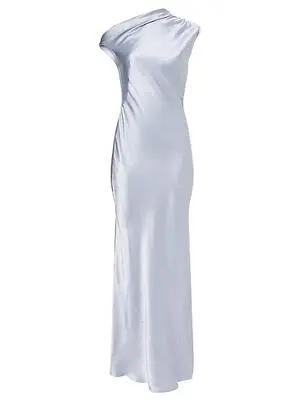 REFORMATION Razele Off-shoulder Silk Maxi Dress - Cloud Blue